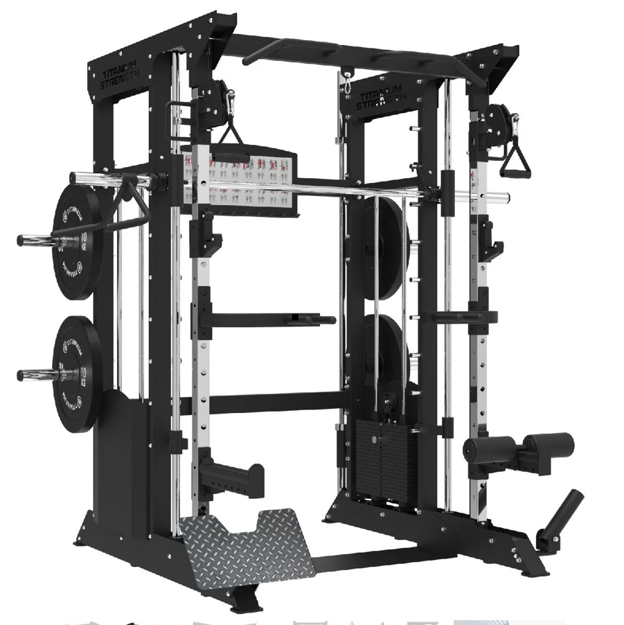 MÁQUINA SMITH CON DOBLE POLEA + RACK + 200KG DE PLACAS MS-01 FITMAKER ...
